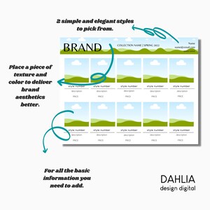 Line Sheet for Wholesale, Price List Template, Canva Linesheet ...