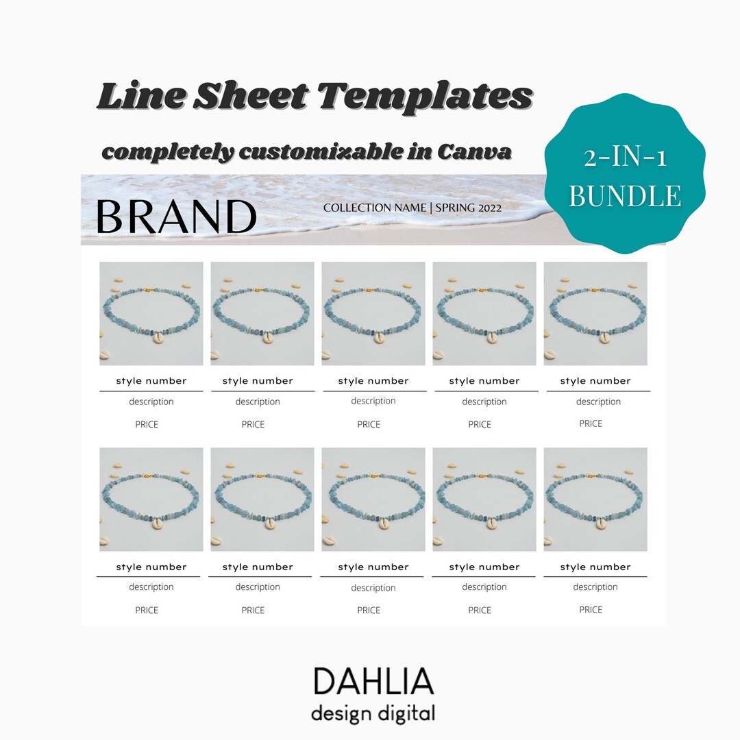 Line Sheet for Wholesale, Price List Template, Canva Linesheet ...
