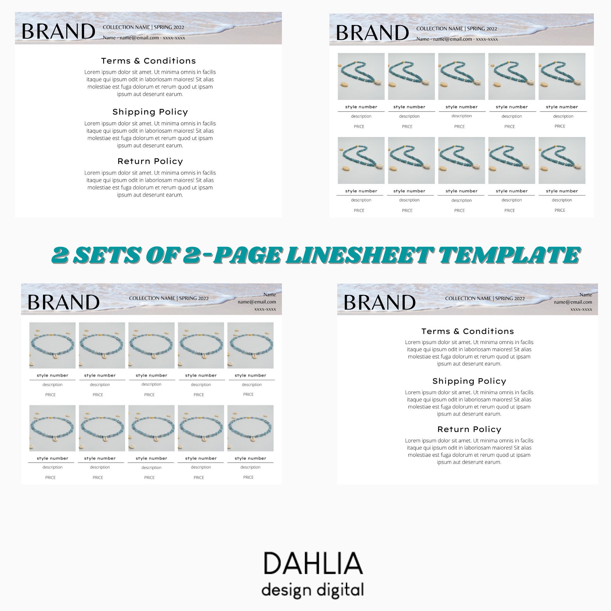 Line Sheet for Wholesale, Price List Template, Canva Linesheet ...