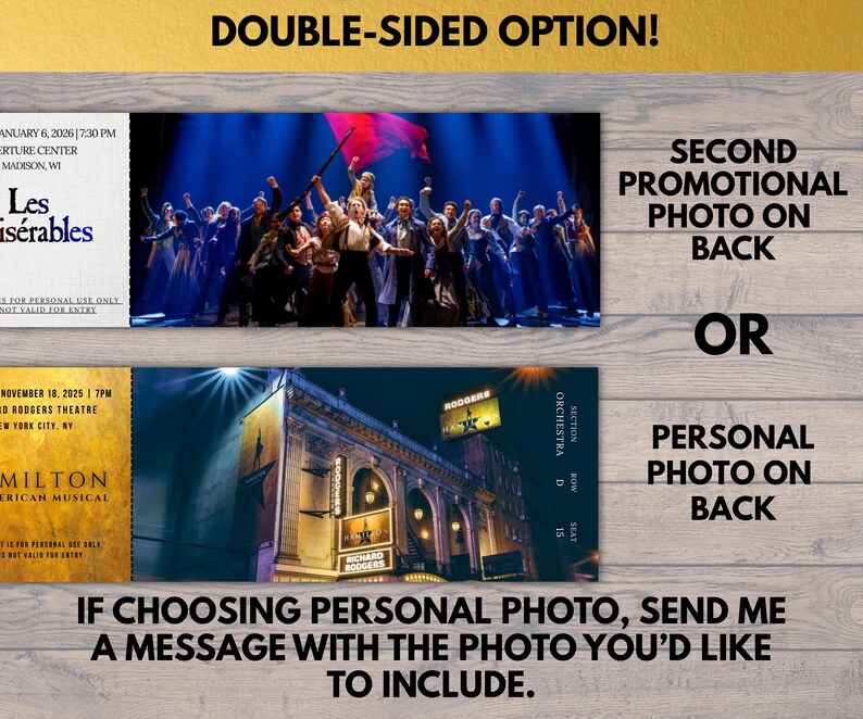 Physical Ticket Custom Personalized Laminated Musical Broadway Event ...