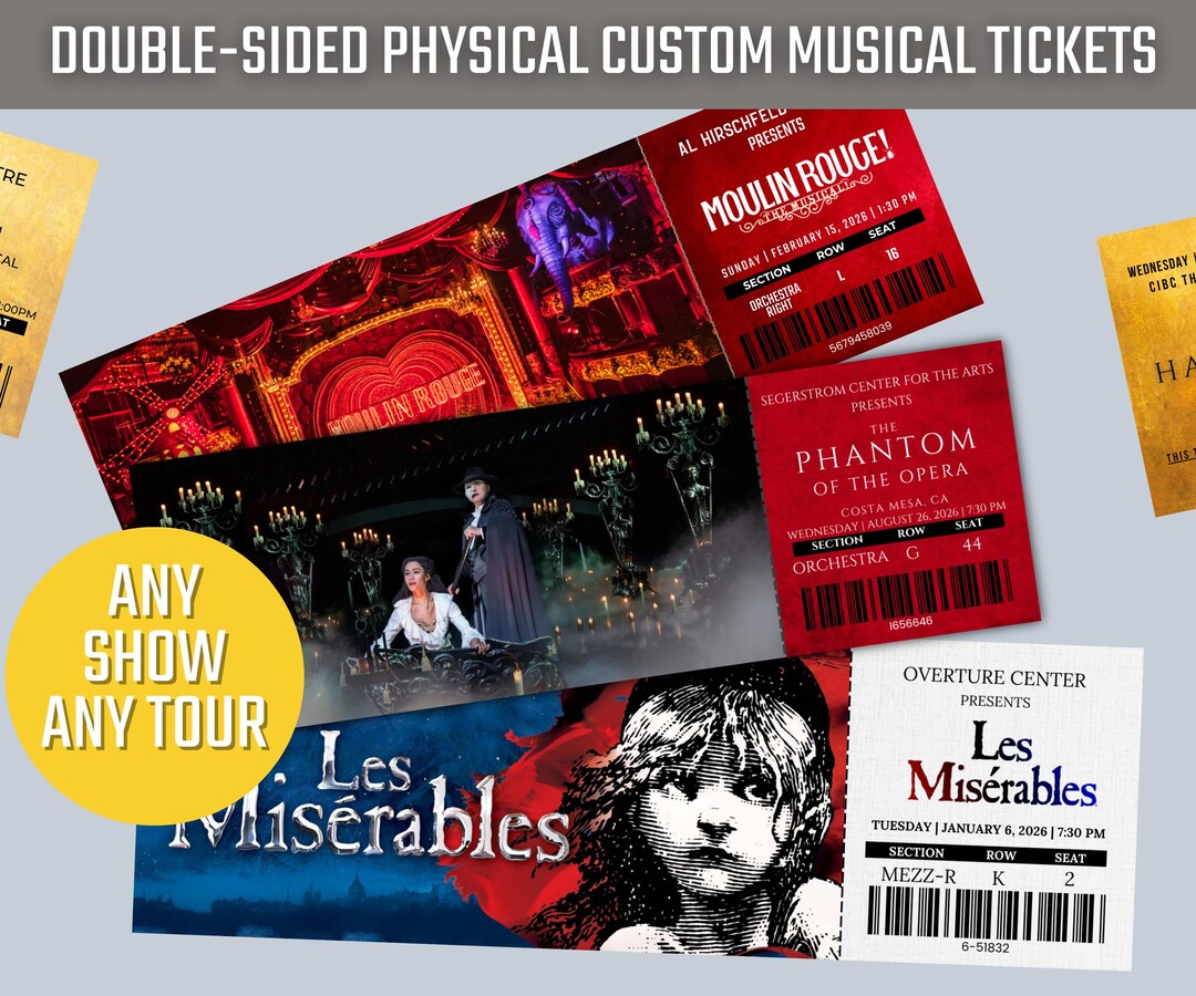 Physical Ticket Custom Personalized Laminated Musical Broadway Event ...