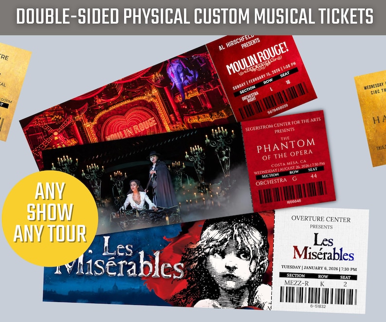 Physical Ticket Custom Personalized Laminated Musical Broadway Event ...