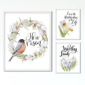 He is Risen Christian Easter Wall Art Printable, Resurrection Scripture ...