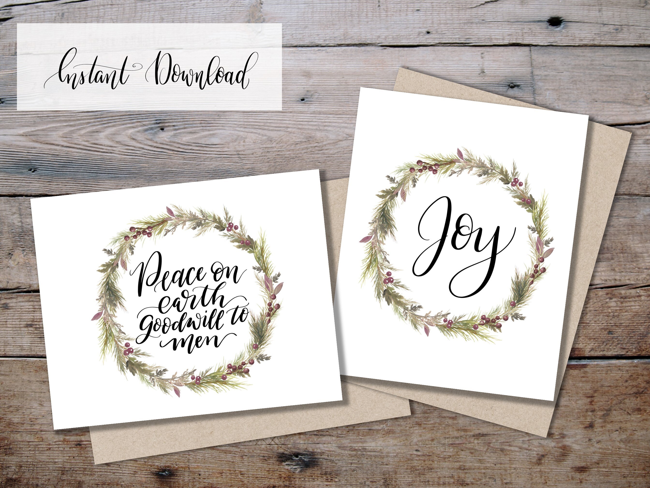 Printable Christian Christmas Card Set of 6, Digital Scripture Greeting ...
