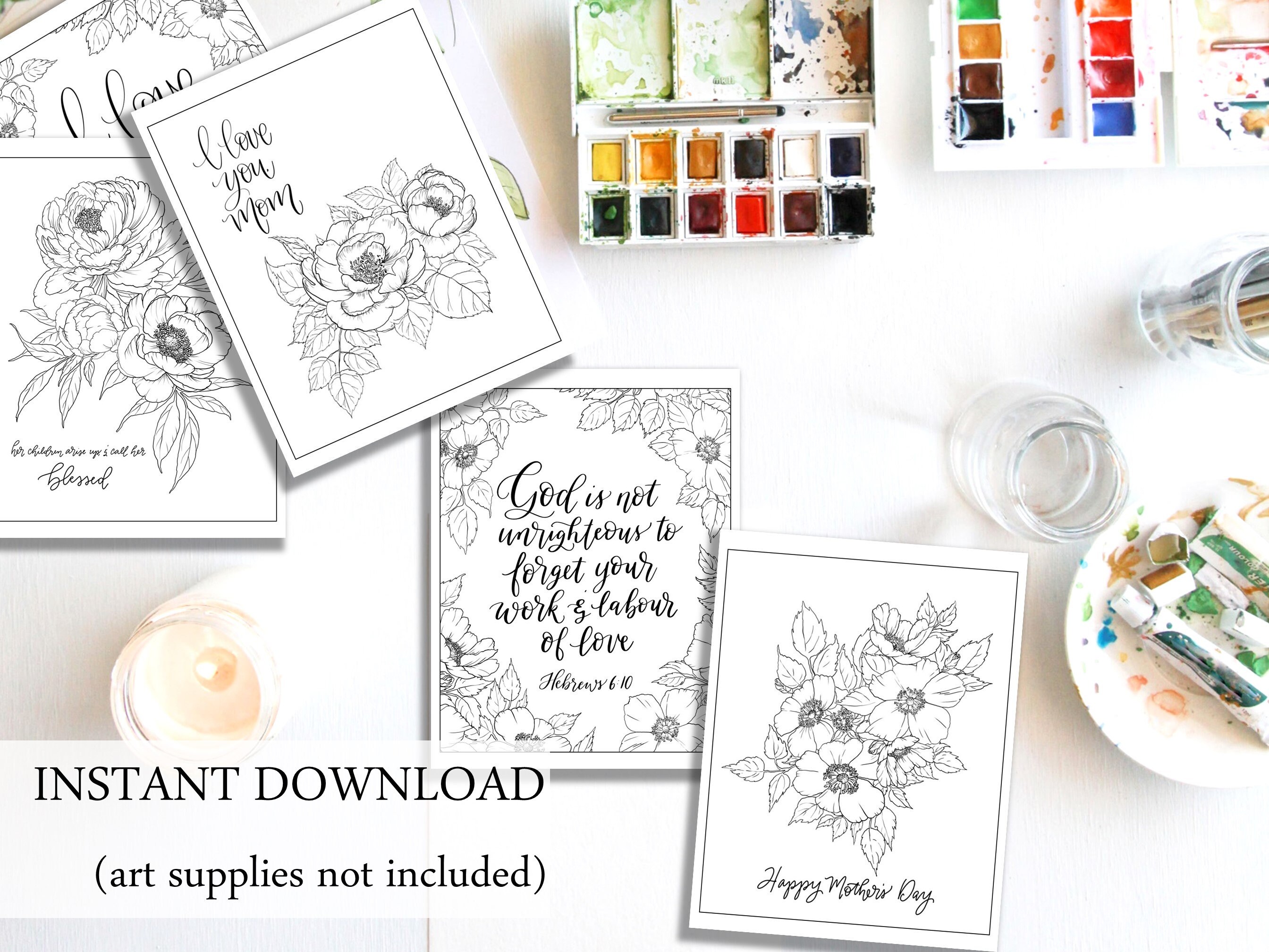 Christian Mother's Day Coloring Pages, Bible Verse Coloring Gift for ...