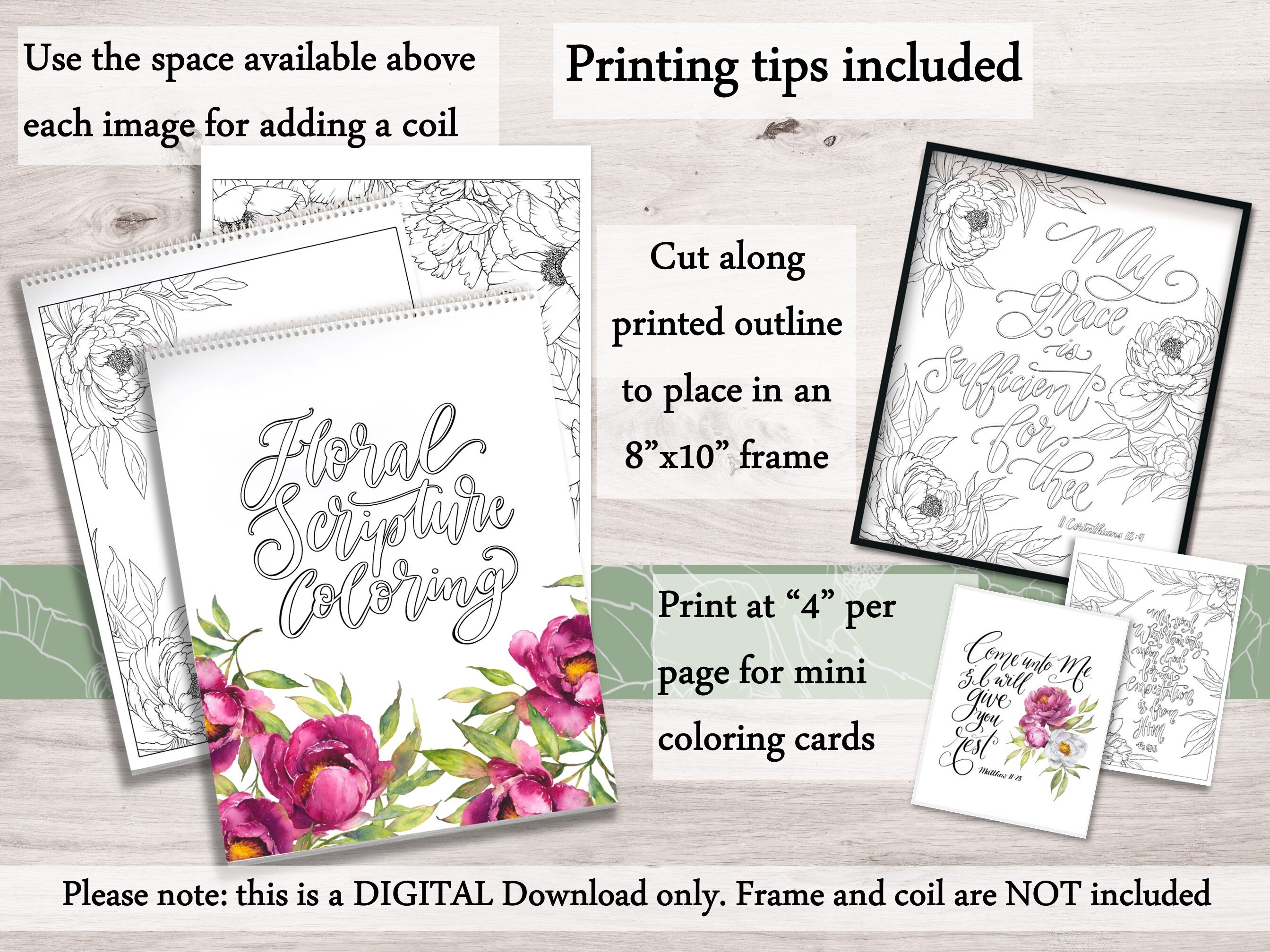 Floral Scripture Adult Coloring Page Bundle Bible Verse - Etsy