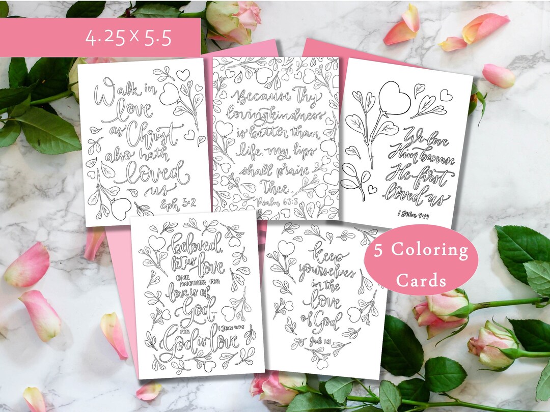 Valentines Day Card to Color With Bible Verses About Gods Love ...