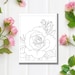 Realistic Rose Coloring Page Printable Rose Outline to Paint DIY ...