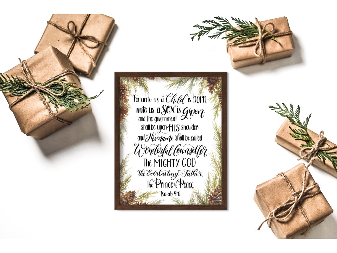 Isaiah 9:6 for Unto Us a Child is Born Christmas Scripture Wall Art ...