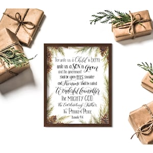 Isaiah 9:6 for Unto Us a Child is Born Christmas Scripture Wall Art ...