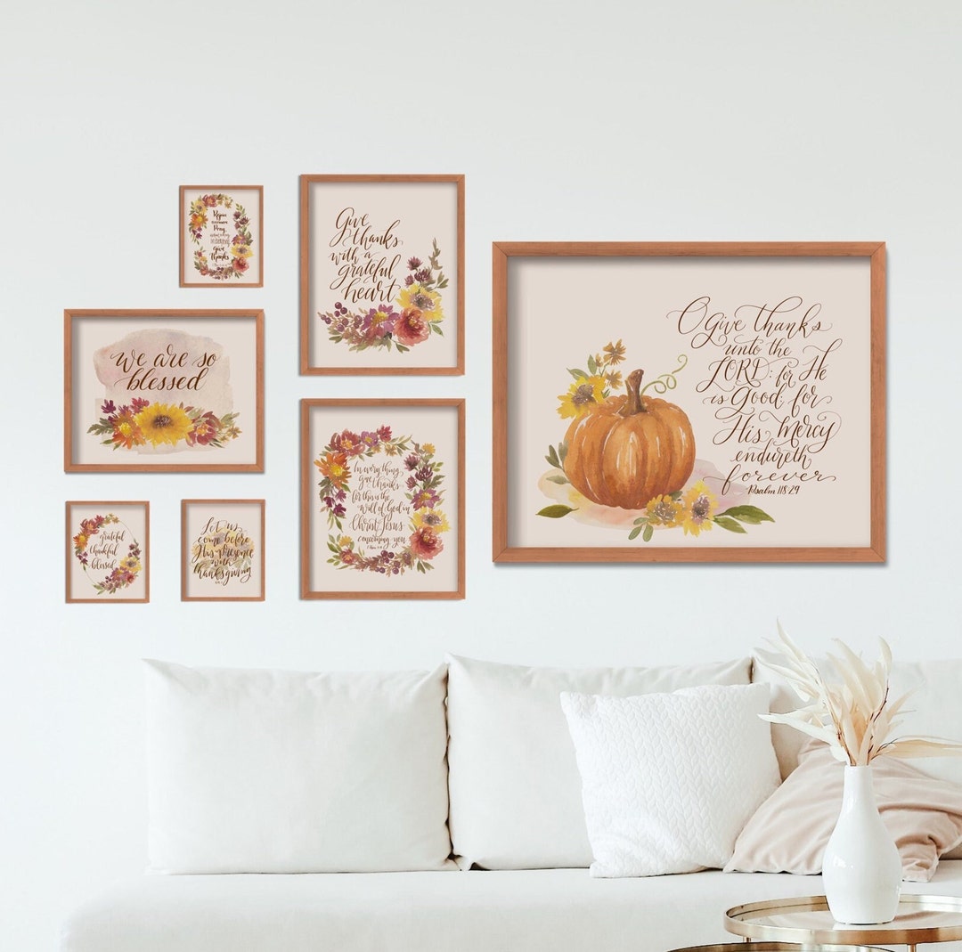 Fall Bible Verse Printable Thanksgiving Print Set, Gallery Wall ...