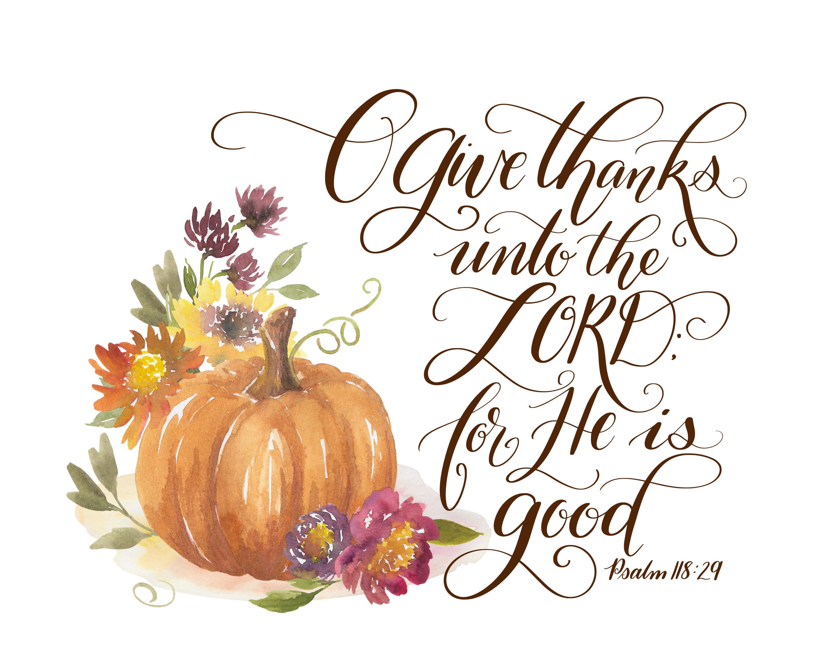 Give Thanks to the Lord Printable, Thanksgiving Bible Verse Set of 4 ...