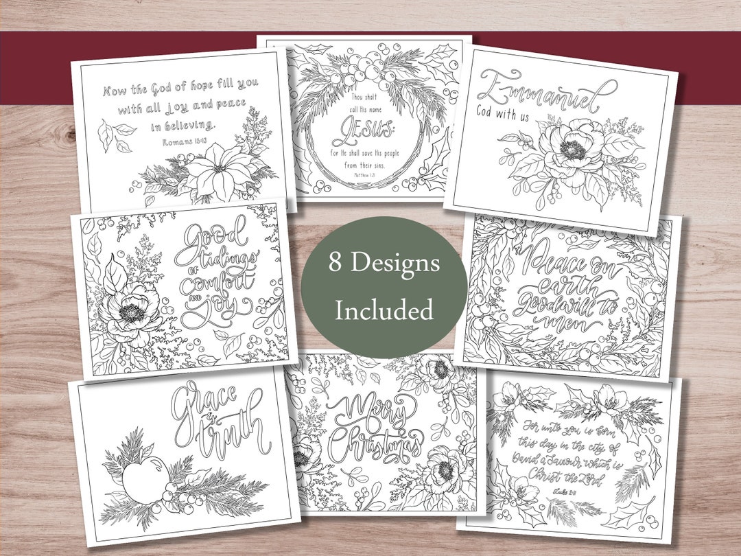 Christian Coloring Pages for Christmas, Holiday Adult Coloring Sheets ...