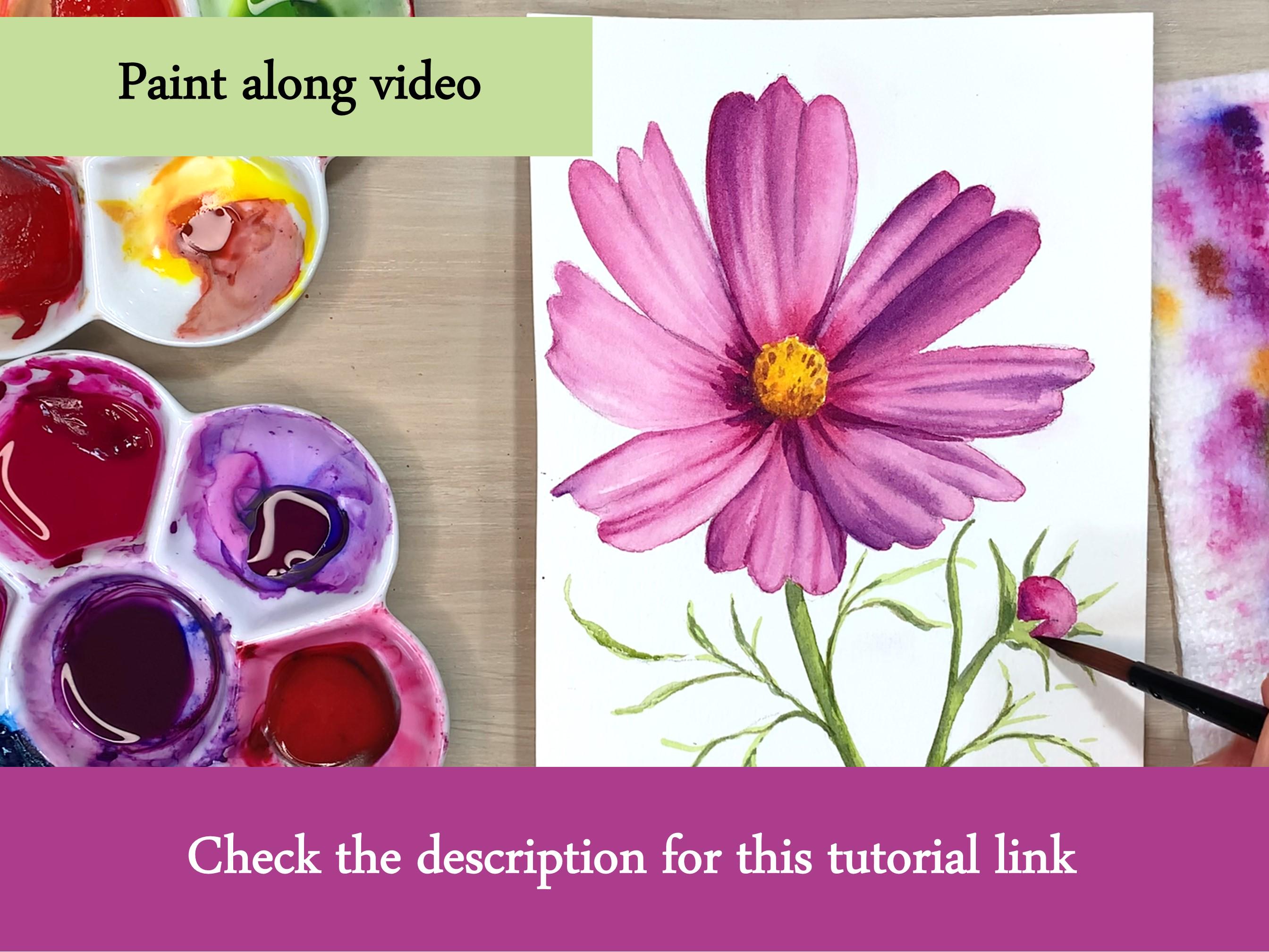 Flower Painting Outline to Trace, Cosmos Floral Coloring Page Printable ...