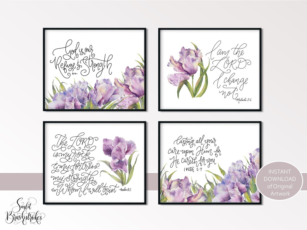 Comforting Bible Verse Printable 1 Peter 5:7 He Cares for You Christian ...