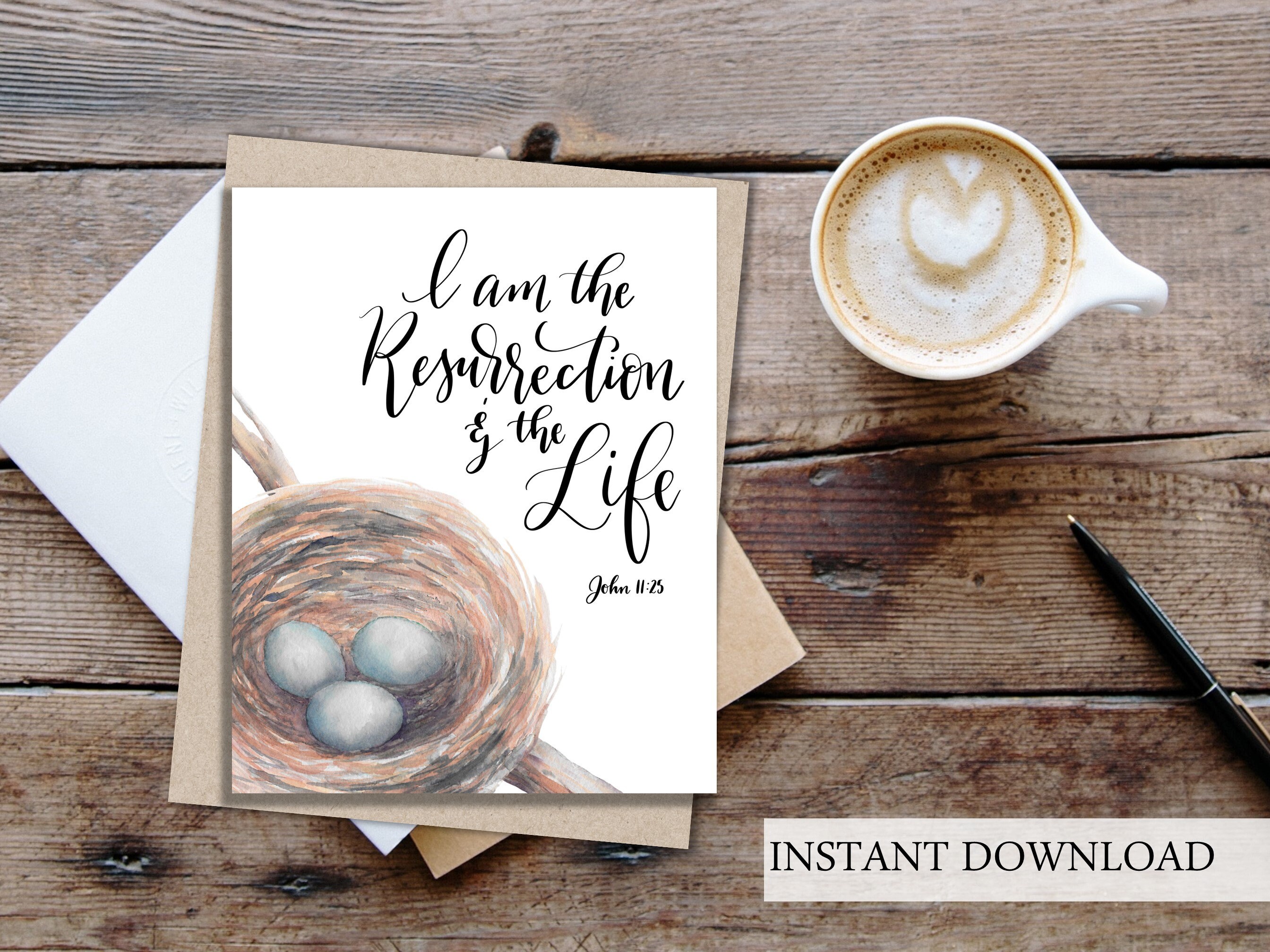 Easter Scripture Wall Art Printable Easter Bible Verse I Am the ...