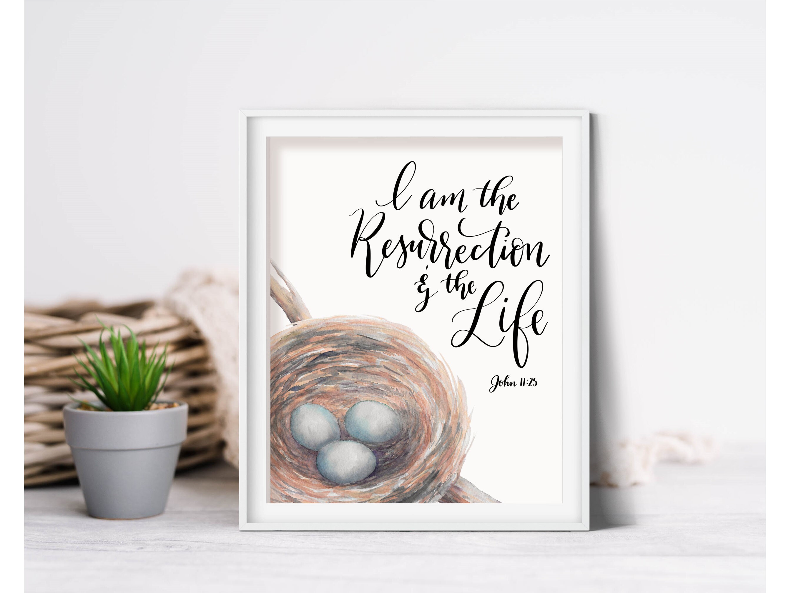 Easter Scripture Wall Art Printable Easter Bible Verse I Am the ...