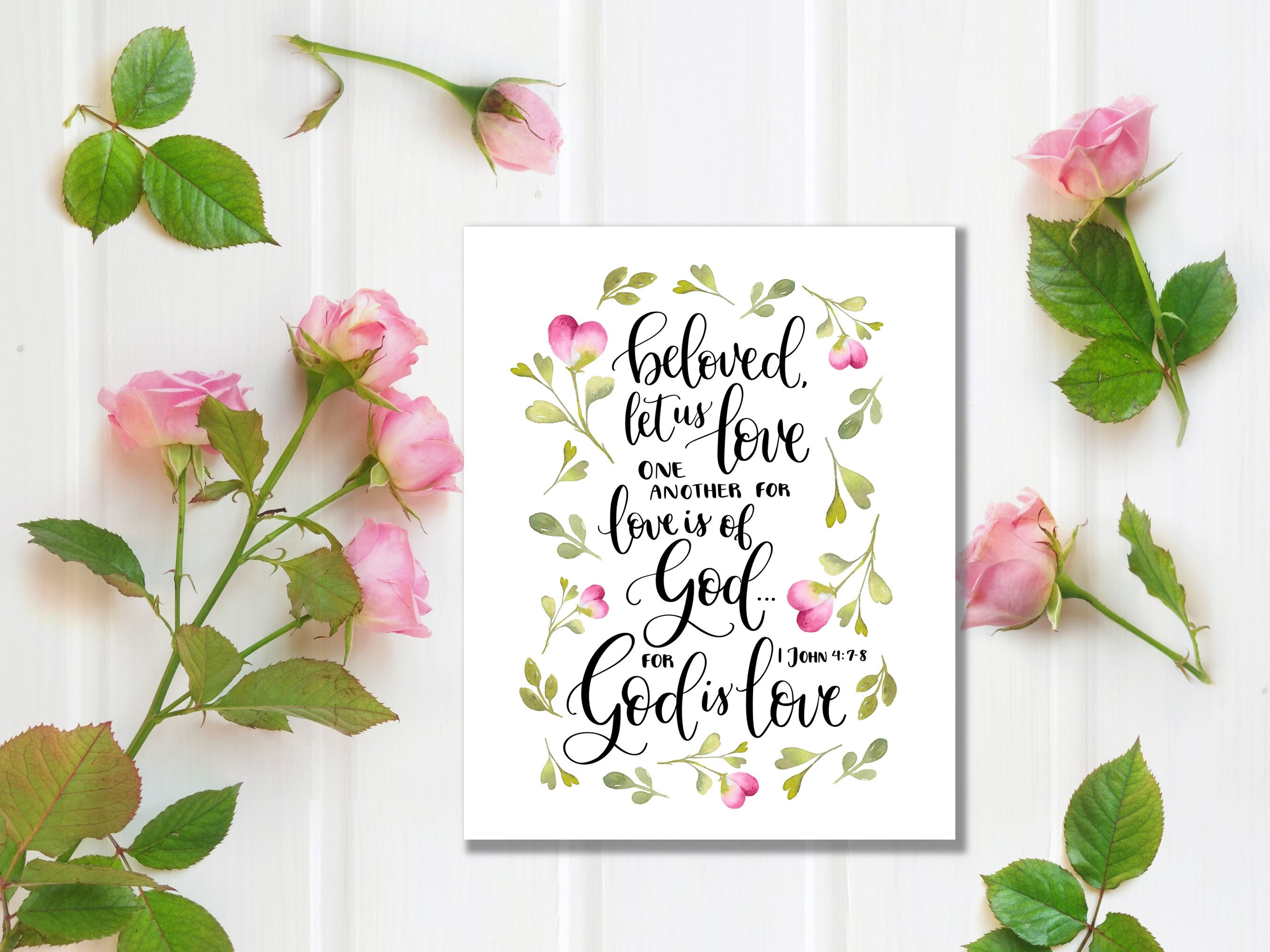 1 John 4:7-8 Love One Another Valentines Day Scripture Wall Art ...