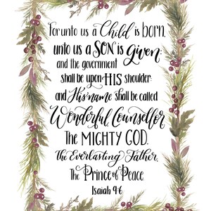 For Unto Us a Child is Born Printable Scripture Christmas Card Set ...