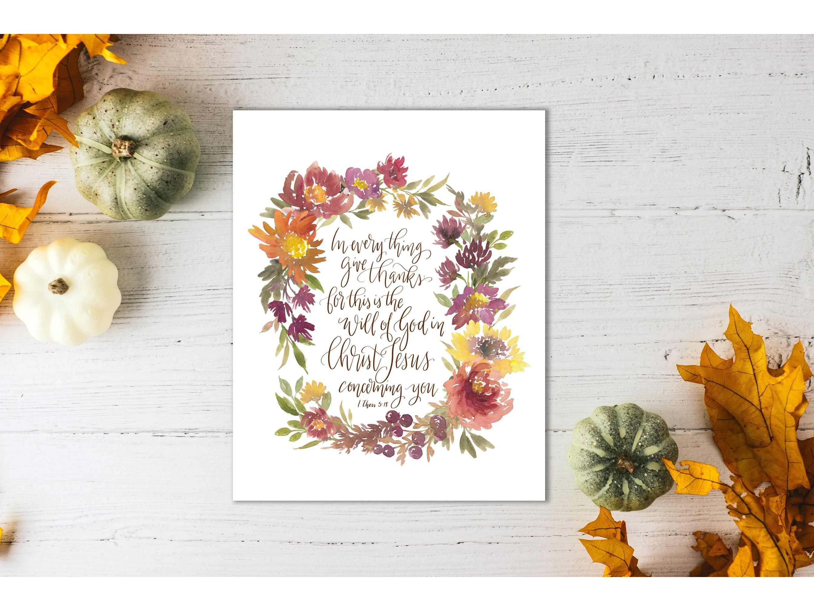 Christian Thanksgiving Card Printable, Autumn Scripture Greeting Card ...