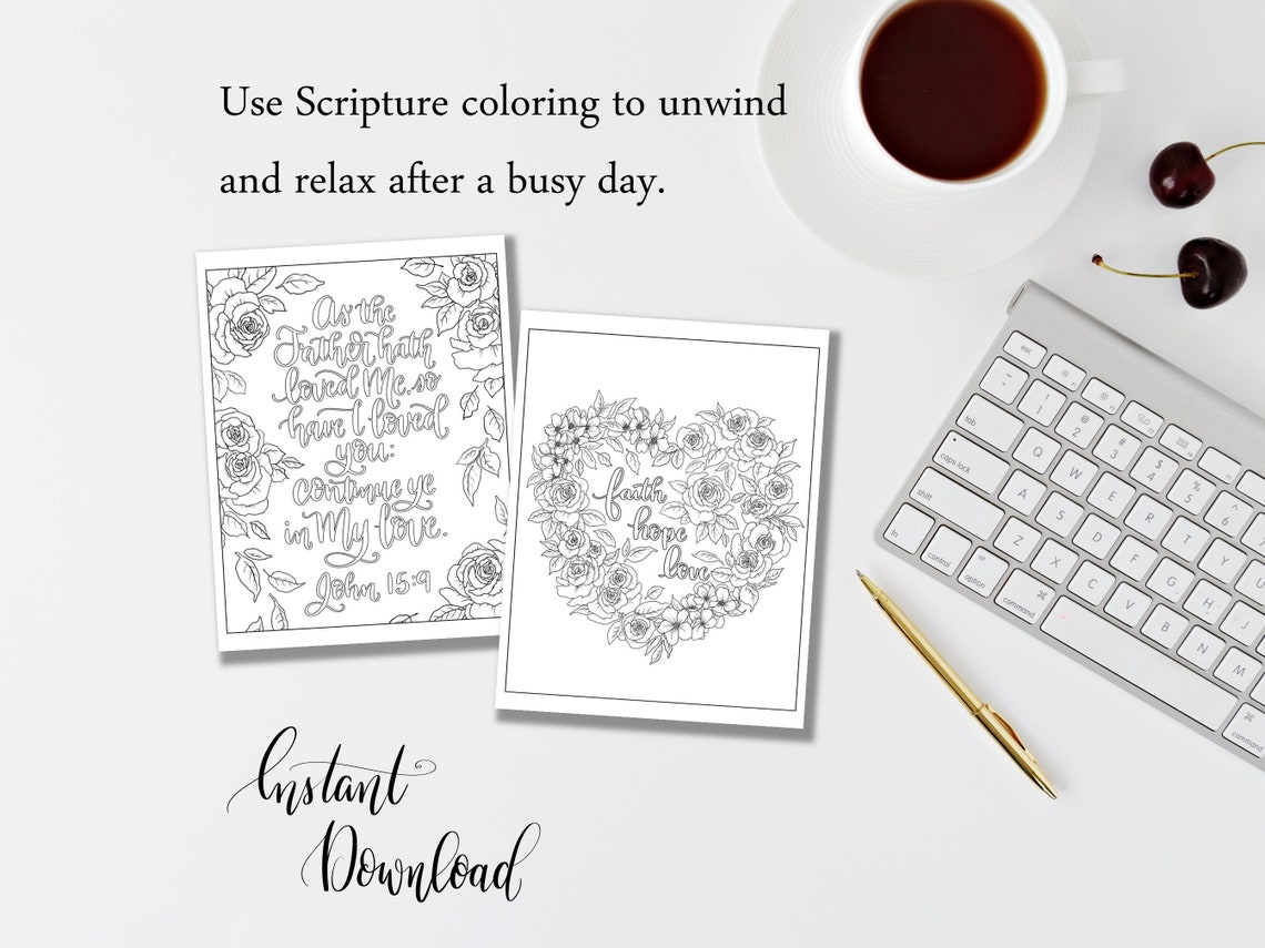 Christian Coloring Page With Bible Verses Adult Coloring Scripture ...
