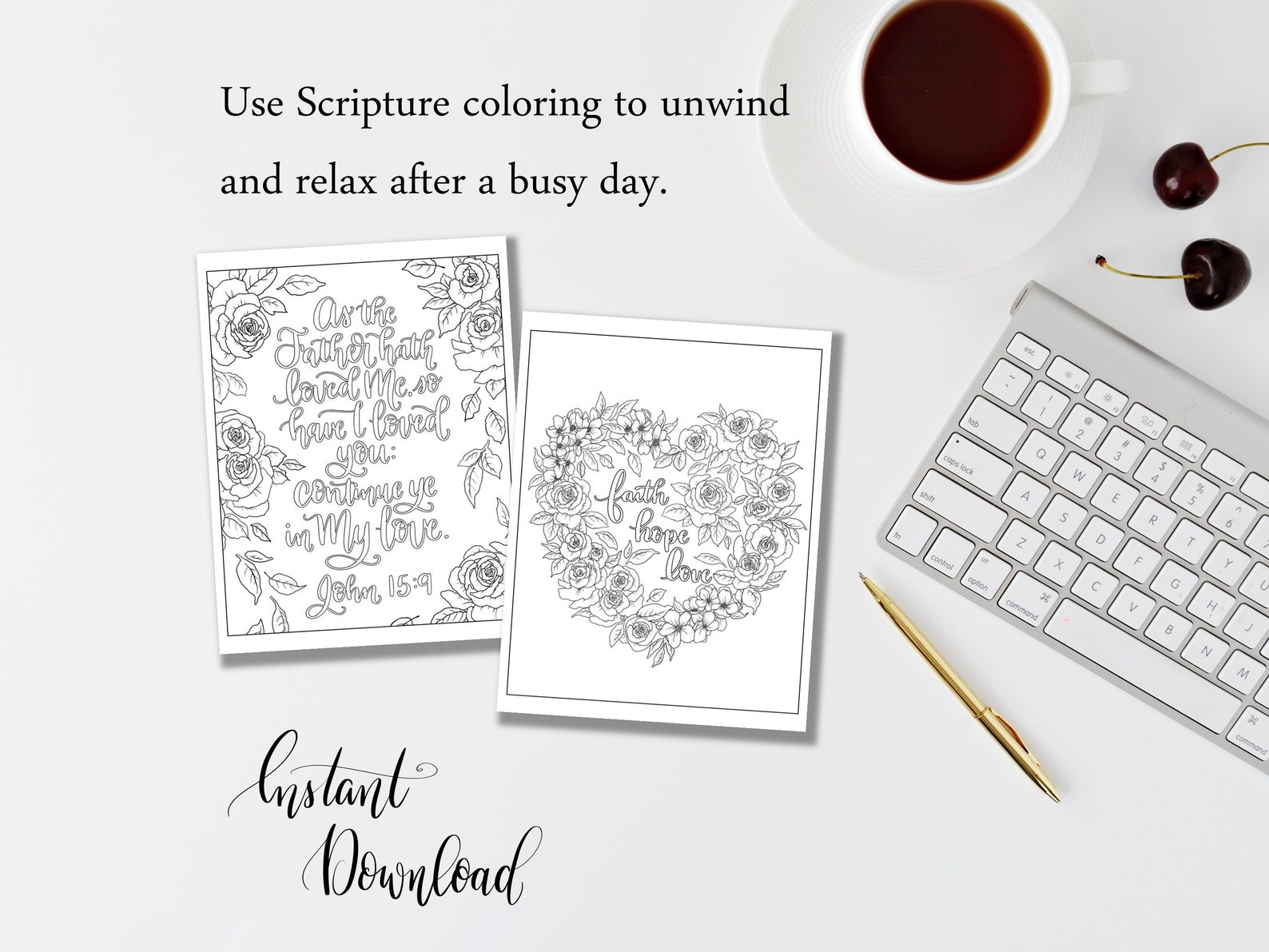 Christian Valentine's Day Coloring Page With Bible Verses Adult ...