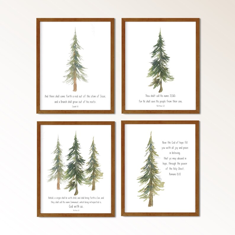 Christian Christmas Art Print Bundle, Christmas Bible Verse Digital ...