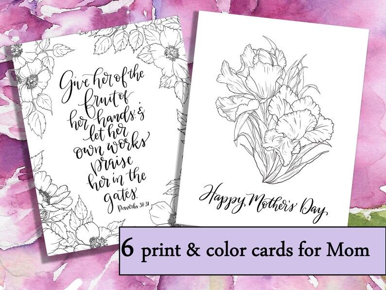Mother's Day Coloring Cards With Bible Verses Christian Coloring Card ...