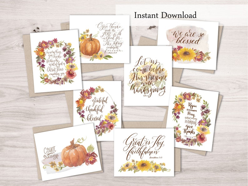 Christian Thanksgiving Card Printable, Autumn Scripture Greeting Card ...
