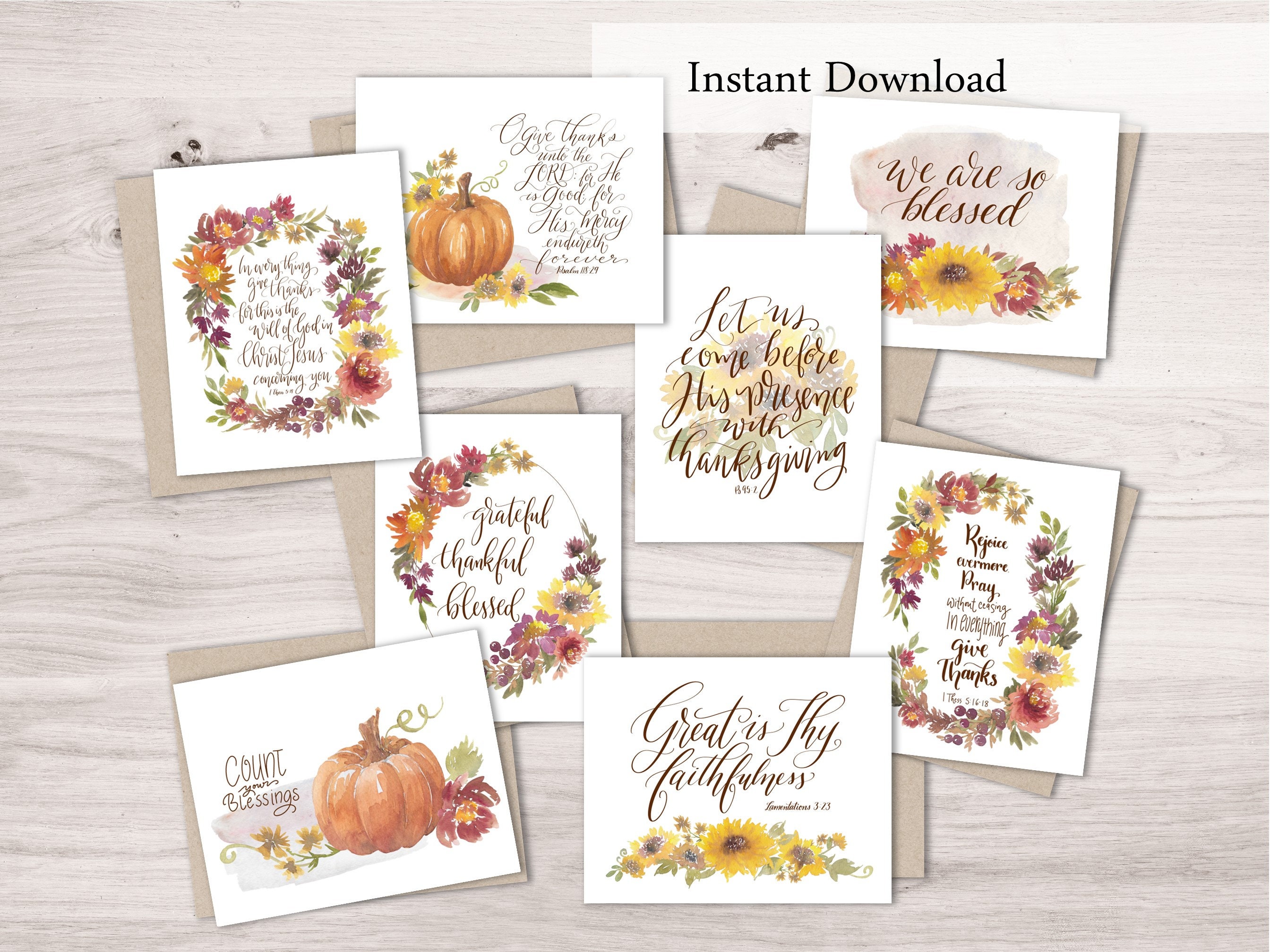 Christian Thanksgiving Card Printable, Autumn Scripture Greeting Card ...