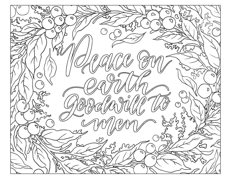 Christian Coloring Pages for Christmas, Holiday Adult Coloring Sheets ...