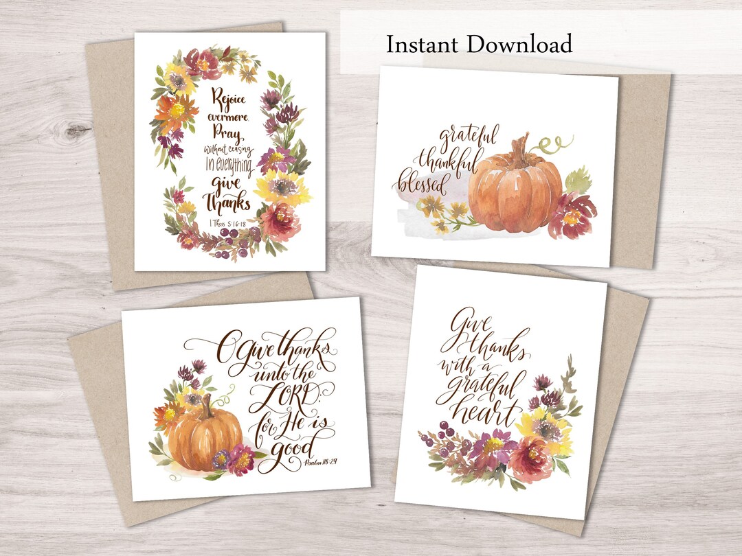 Christian Printable Fall Notecard With Scripture, Thanksgiving ...