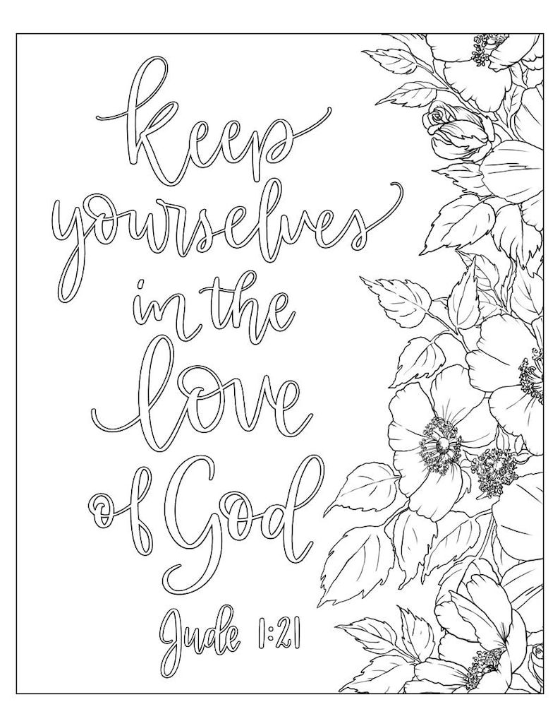 Christian Coloring Page With Bible Verses Adult Coloring Scripture ...