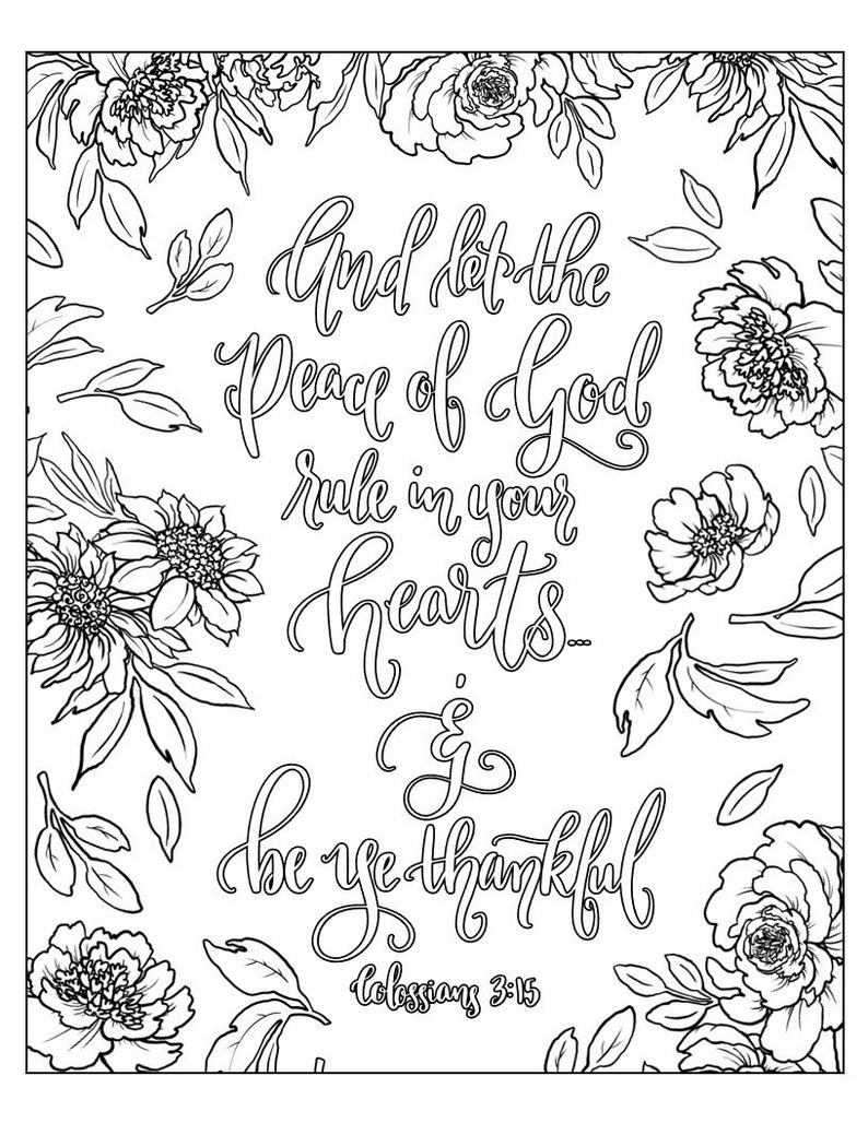Fall Bible Verse Coloring Page, Christian Adult Coloring Sheets Color ...