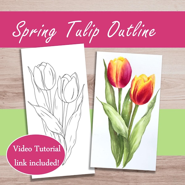 Tulip Outline - Etsy