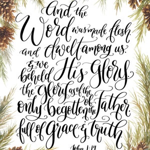 John 1:14 Christmas Scripture Wall Art Printable, the Word Was Made ...