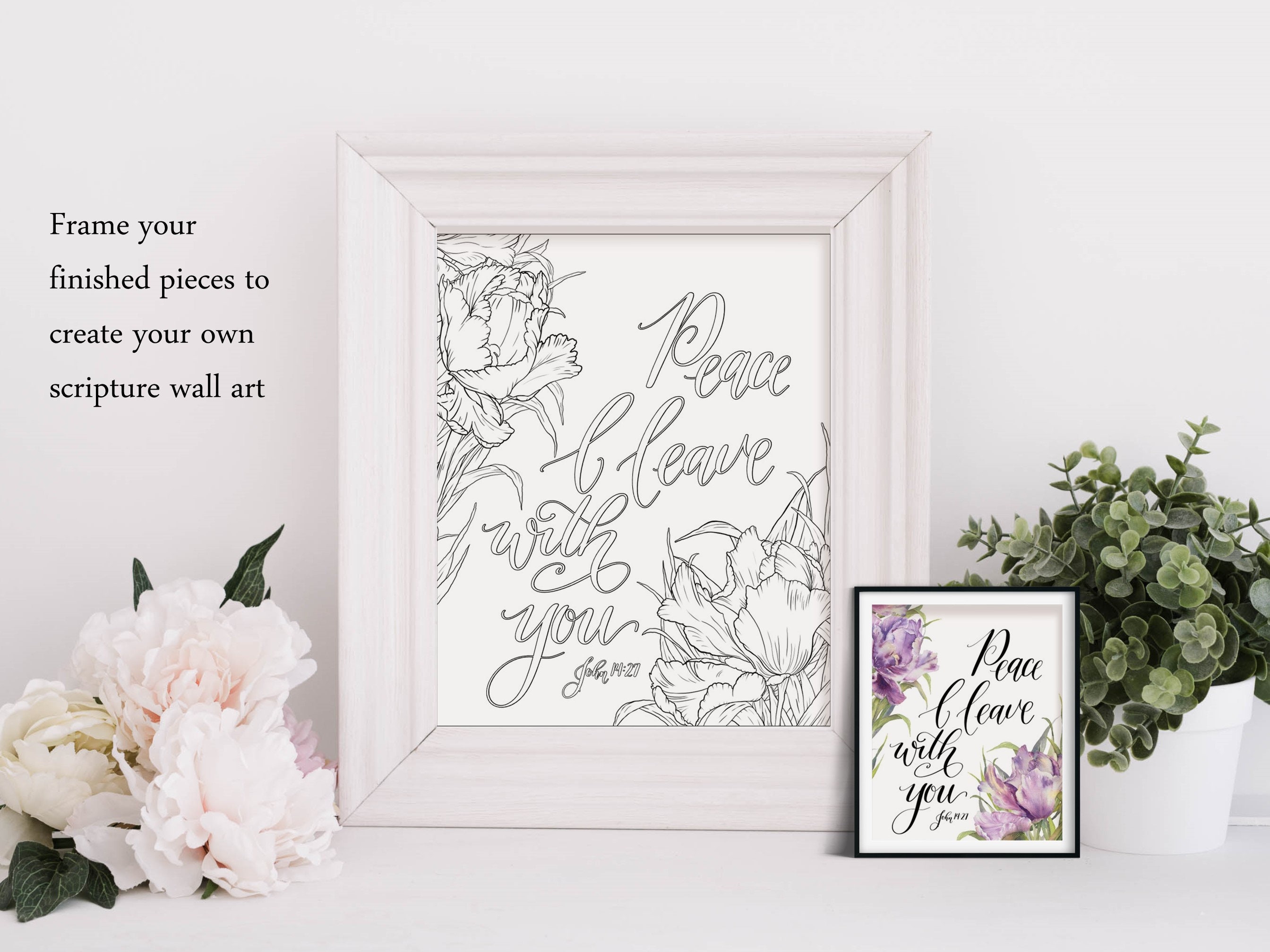 Floral Scripture Adult Coloring Page Bundle, Bible Verse Coloring Book ...