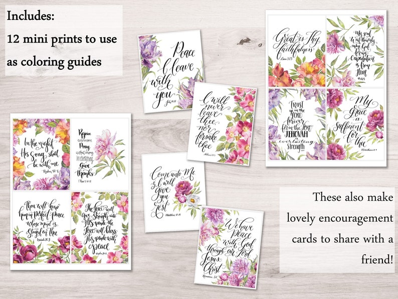 Printable Bible Verse Coloring Set, Scripture Coloring Page Bundle for ...