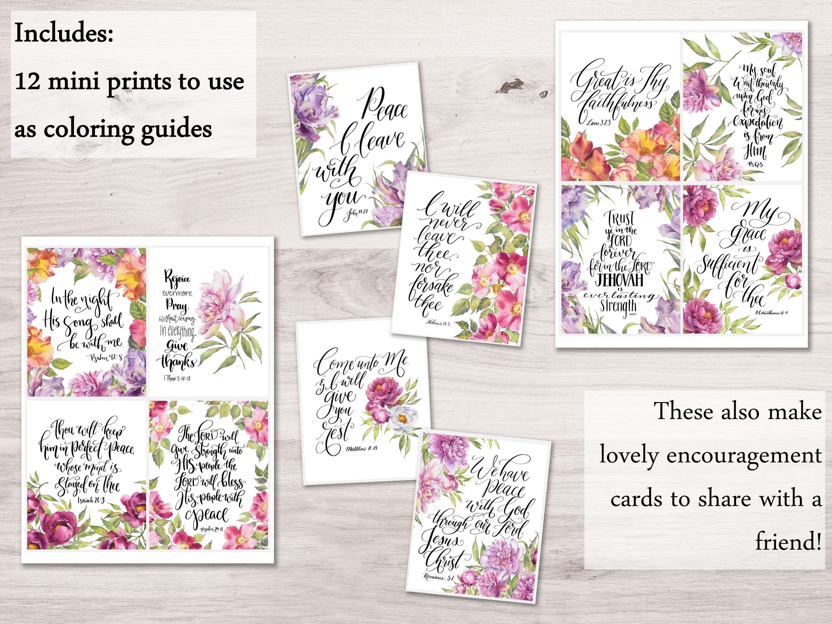 Printable Bible Verse Coloring Set, Scripture Coloring Page Bundle for ...