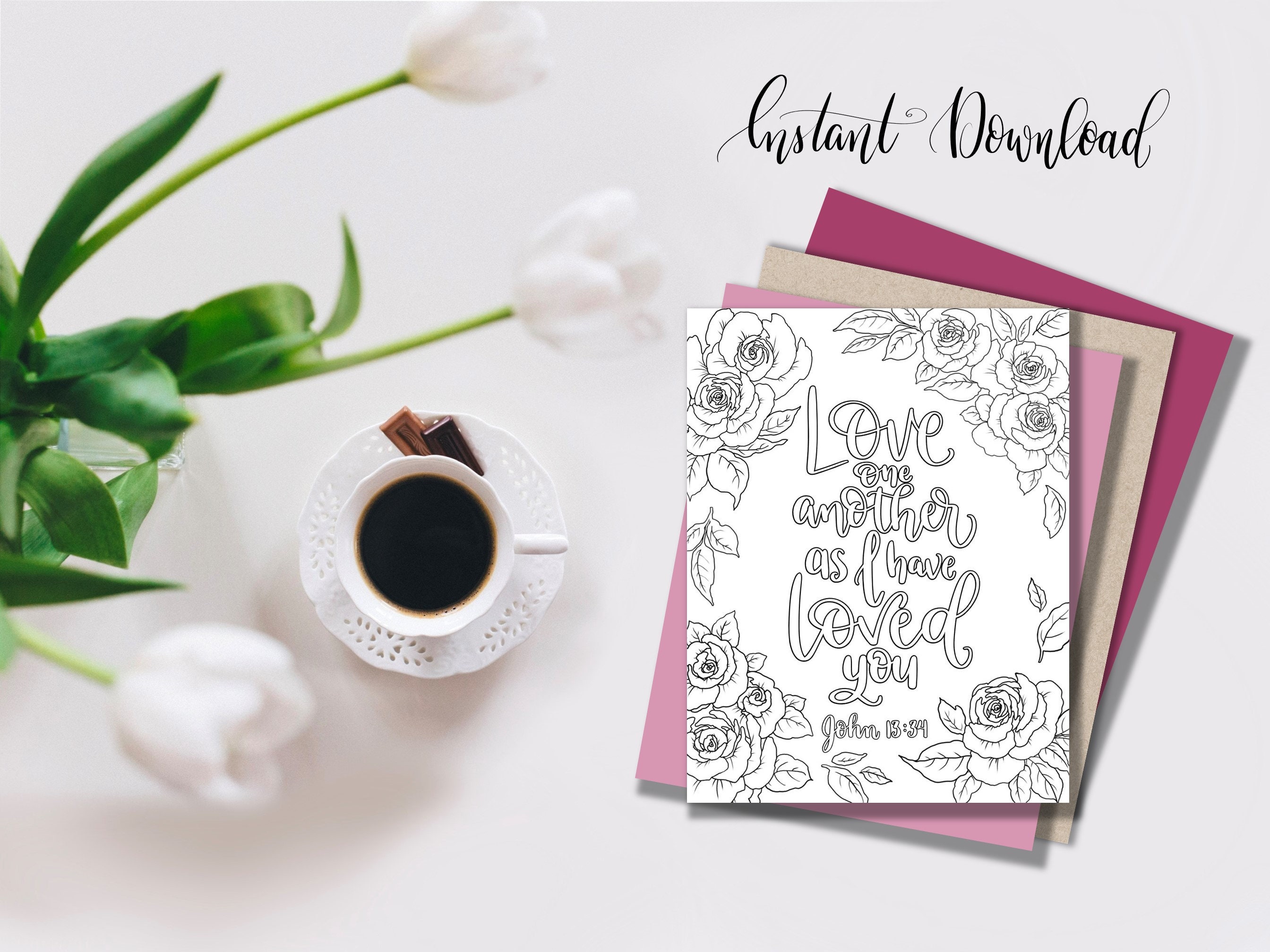 Christian Valentines Day Coloring Card Set With Bible Verses Valentine ...