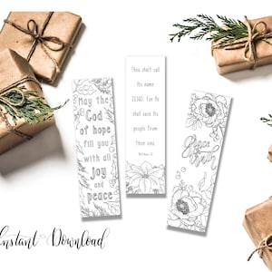 Christmas Bible Verse Coloring Bookmarks, Christian Coloring Bookmark ...