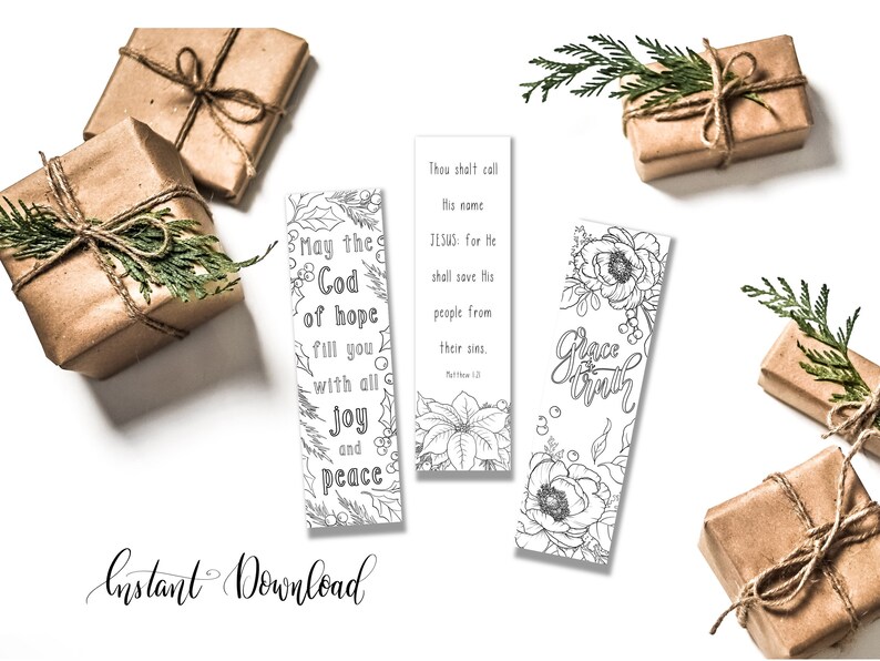 Christmas Bible Verse Coloring Bookmarks, Christian Coloring Bookmark ...