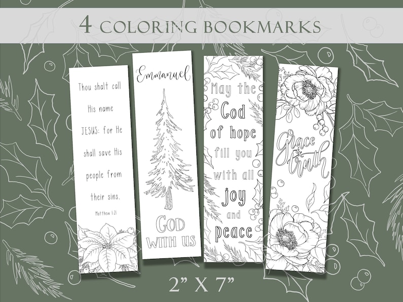 Christmas Bible Verse Coloring Bookmarks, Christian Coloring Bookmark ...