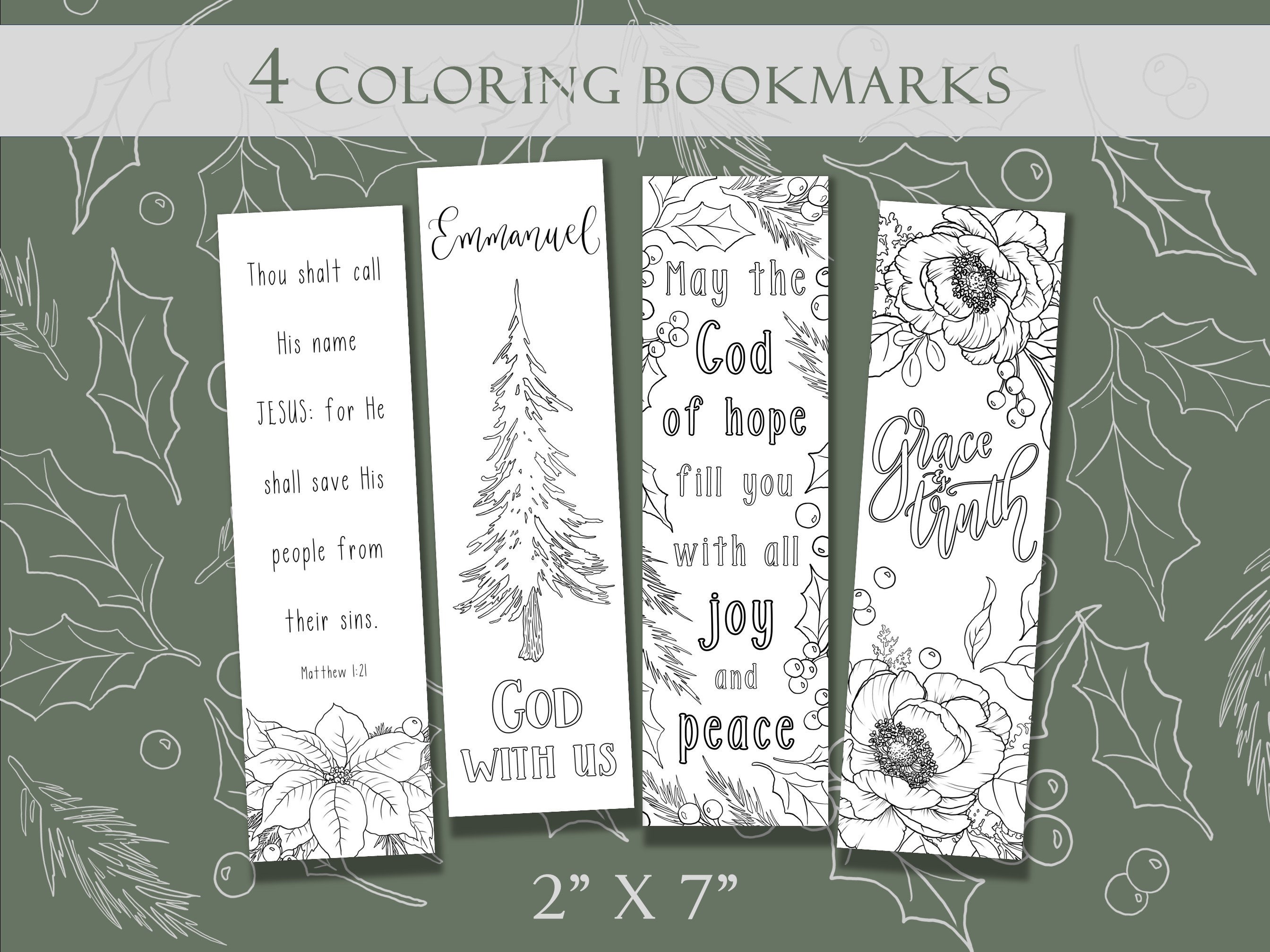 Christmas Bible Verse Coloring Bookmarks, Christian Coloring Bookmark ...