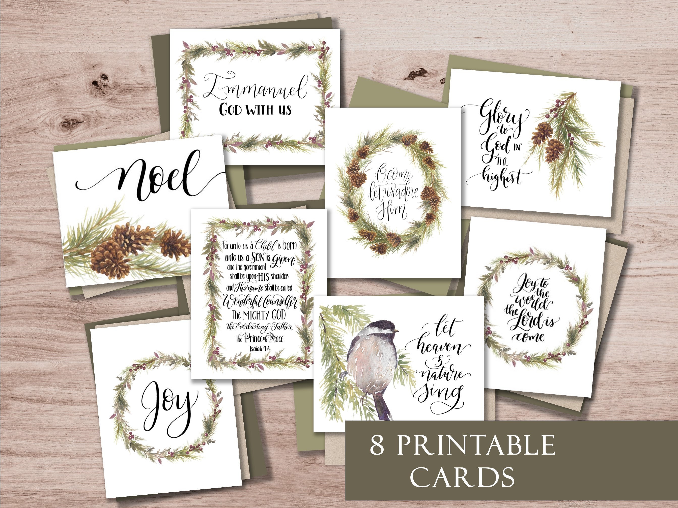 For Unto Us a Child is Born Printable Scripture Christmas Card Set ...