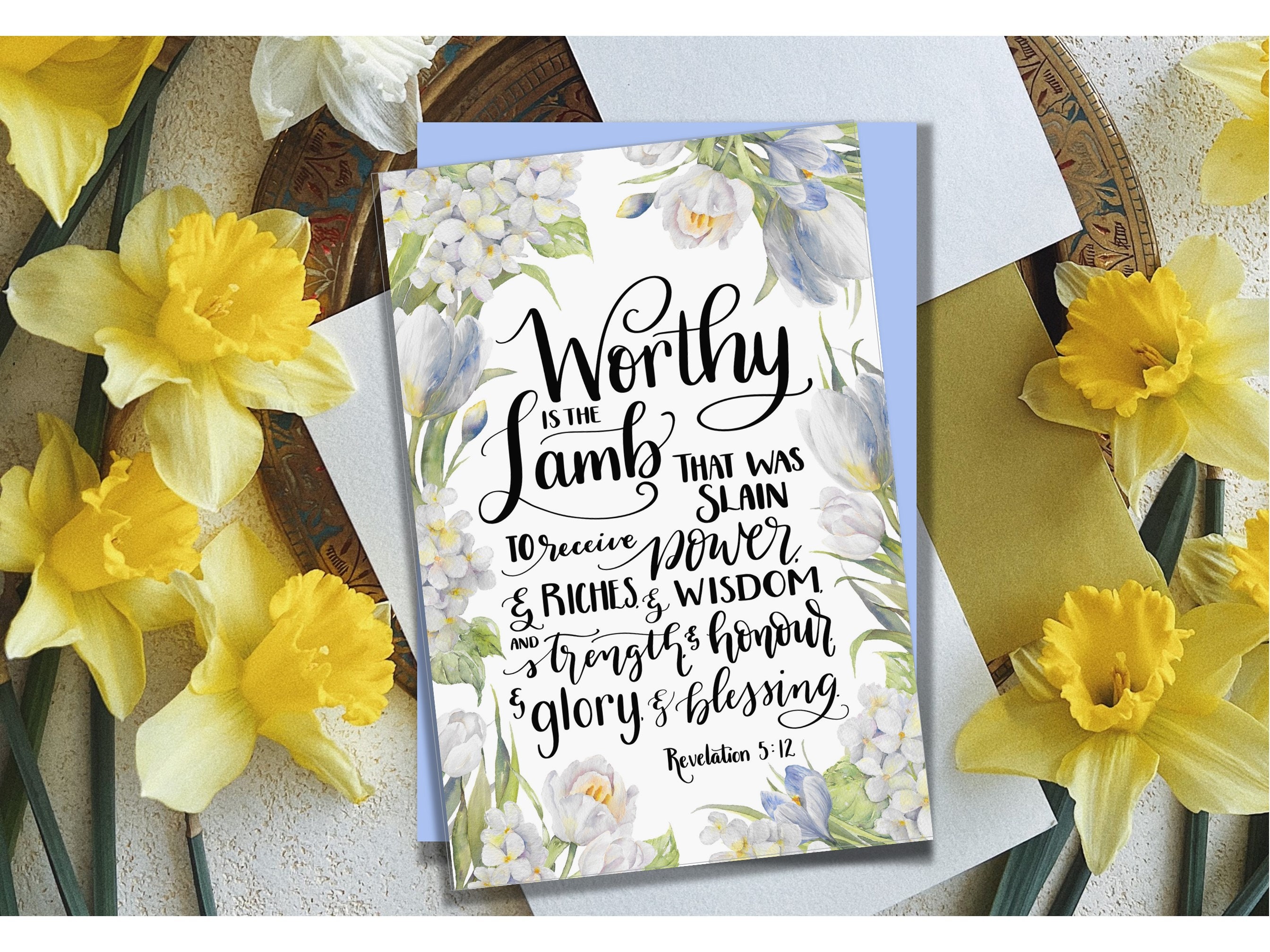Christian Easter Card With Scripture, Easter Greeting Card Set ...