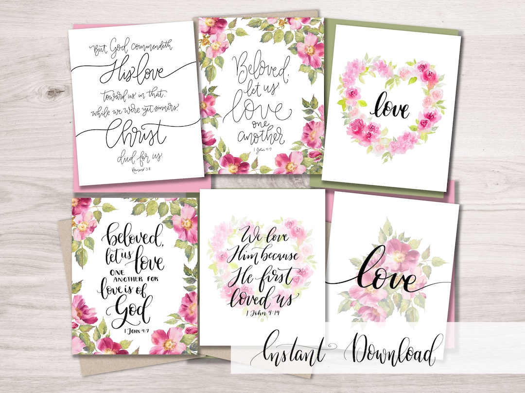 Printable Christian Valentine's Day Card Set With Bible Verses ...