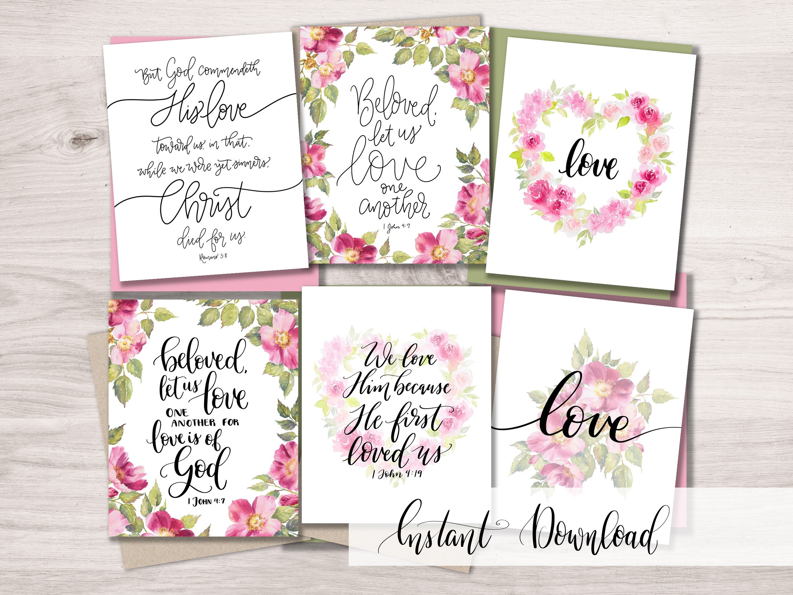 Printable Christian Valentine's Day Card Set With Bible Verses ...