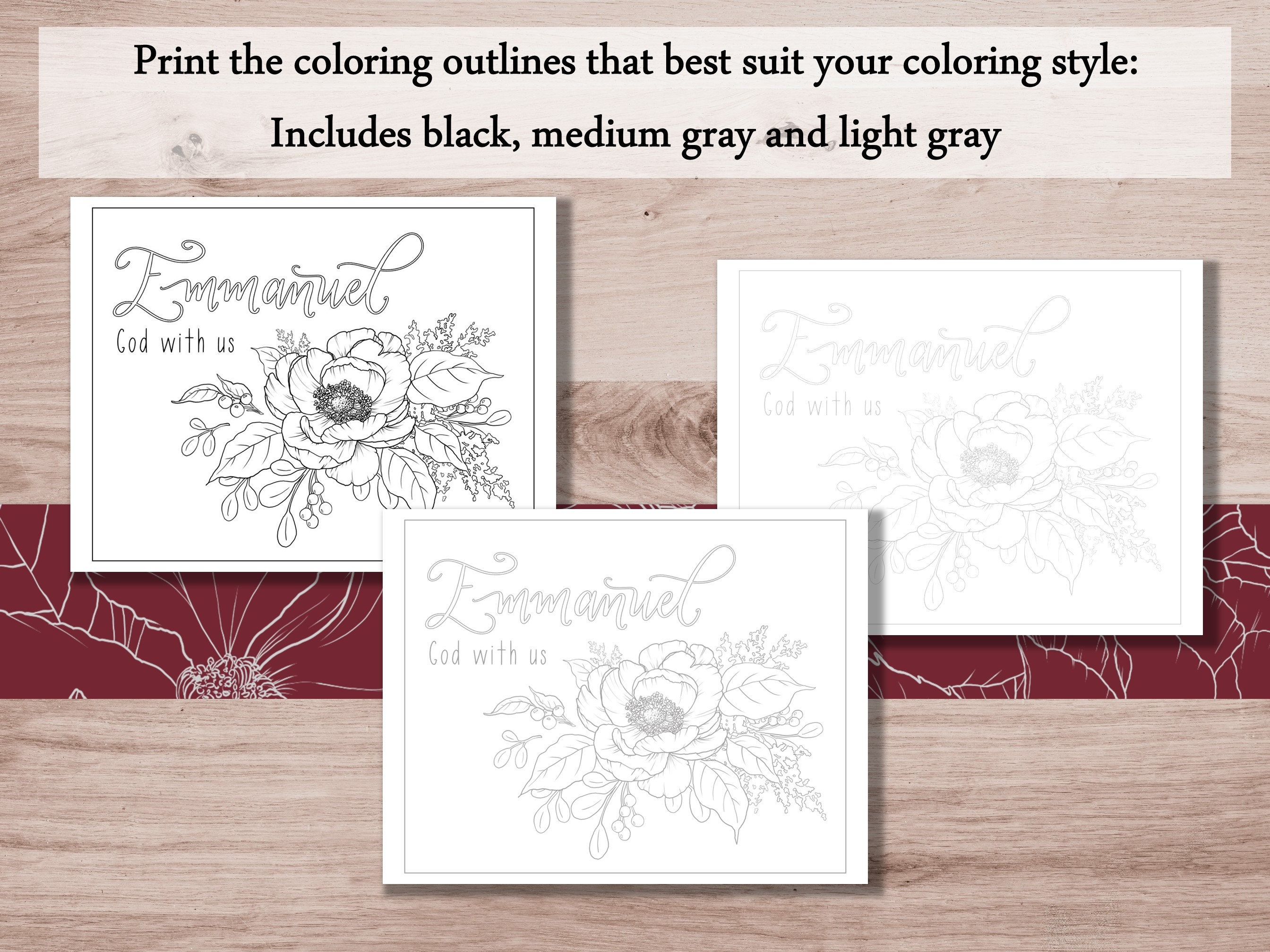 Christian Coloring Pages for Christmas, Holiday Adult Coloring Sheets ...