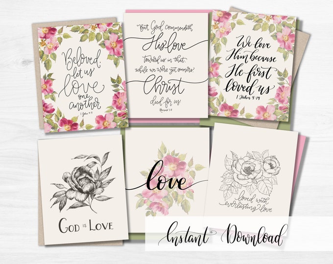 Christian Valentines Day Printable Card Set Valentines Day Card With ...
